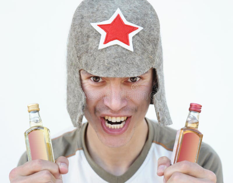 Russian drunkard stock image. Image of helmet, closeup - 16424737
