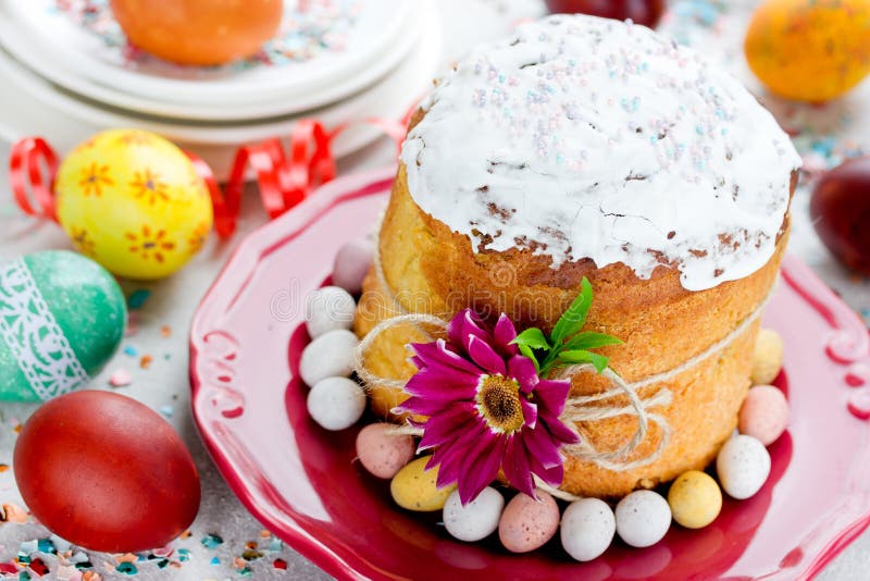 Russian Easter Bread Kulich Paska Stock Image - Image of beautiful ...