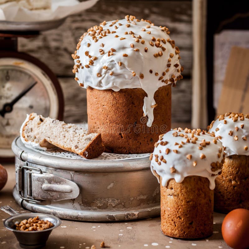Russian Easter Bread, Kulich Stock Photo - Image of piece, bread: 141748744