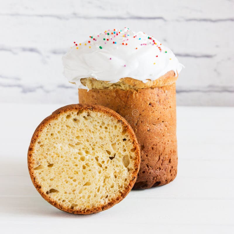 Russian Easter Bread Swiss Meringue Round Cut.. Stock Image - Image of ...