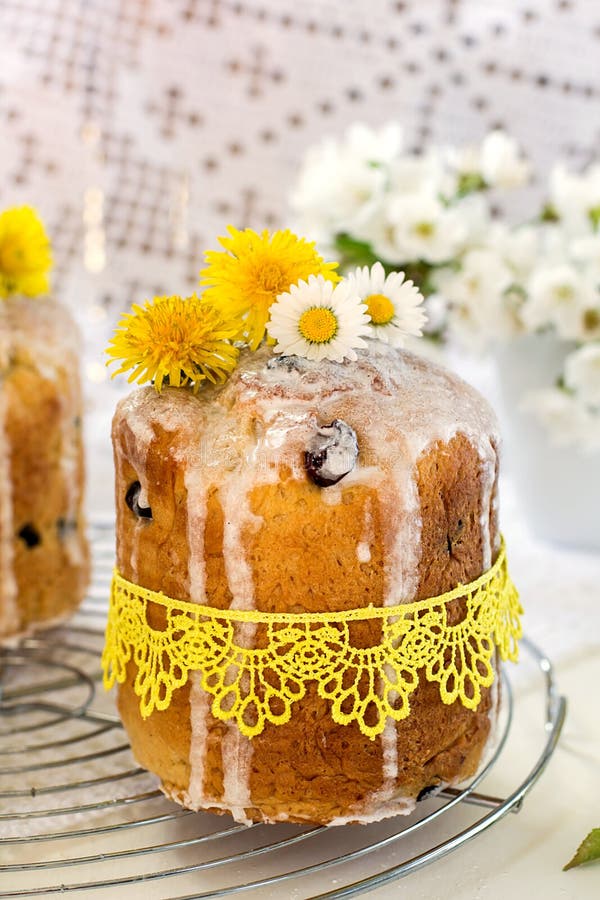 Russian Easter Cake Kulich with Raisin and Dried Cherry Stock Photo ...