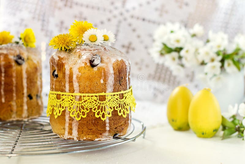 Russian Easter Cake Kulich with Raisin and Dried Cherry Stock Image ...