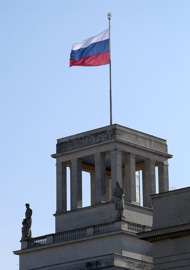 The Russian Embassy with Russian Flag in Berlin, Germany. Editorial ...
