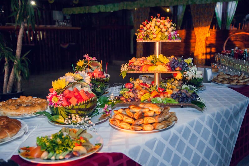 Russian Feast. Table Set with Russian Snacks: Pies with Stuffing ...