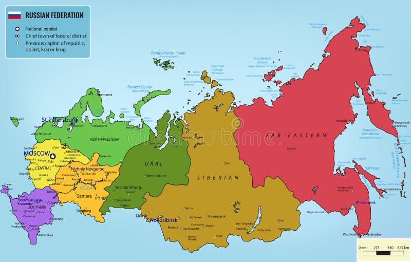 Russian Federation Map with Selectable Territories. Vector Stock Vector ...