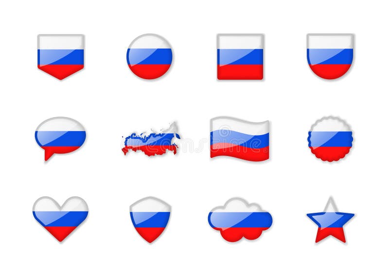 Russian Federation - Set of Shiny Flags of Different Shapes. Stock ...