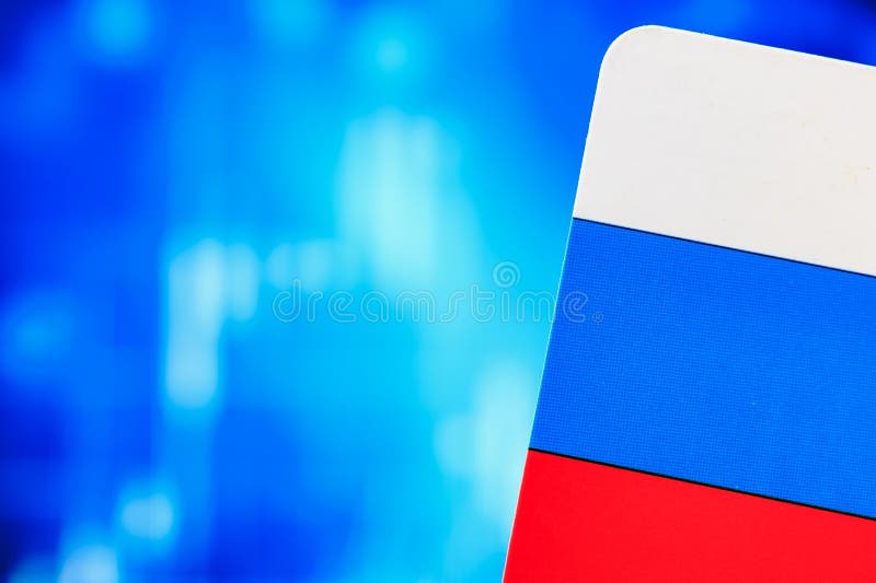 Russian Flag Against Abstract Blue Background with Digital Elements ...