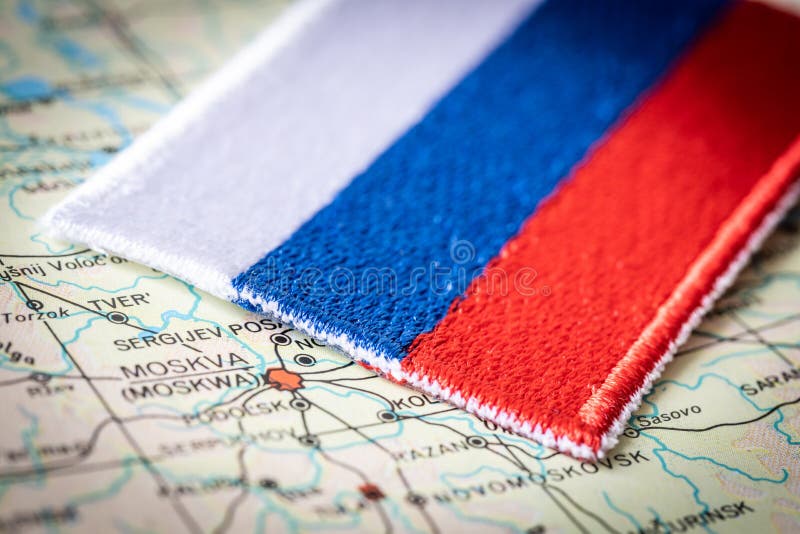 Russian flag on the map stock image. Image of political - 246864729