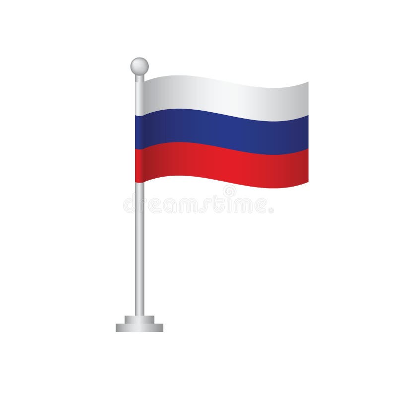 Russian Flag. National Flag of Russian on Pole Vector Stock Vector ...
