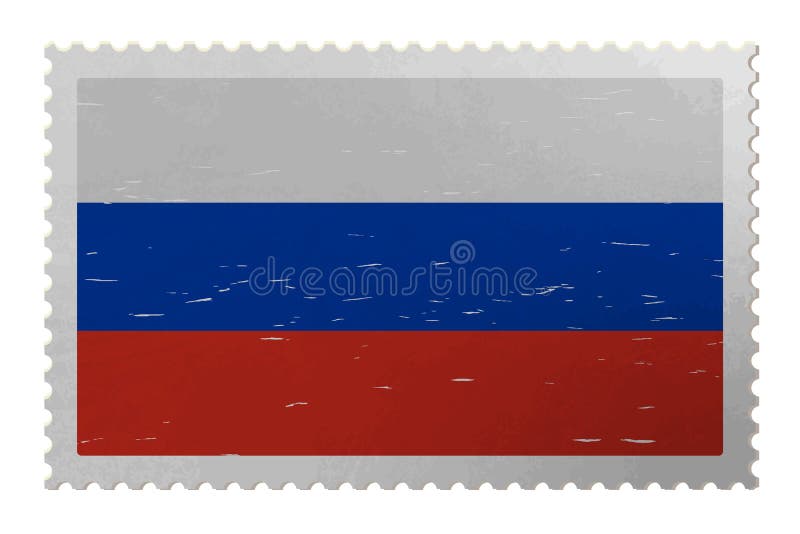 Russian Flag on Old Postage Stamp, Vector Stock Illustration ...
