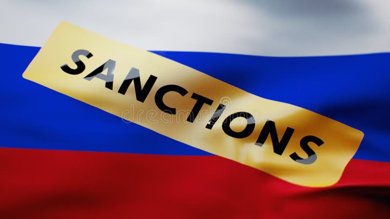 Russian Flag with Sanctions Sign Stock Image - Image of occupation ...