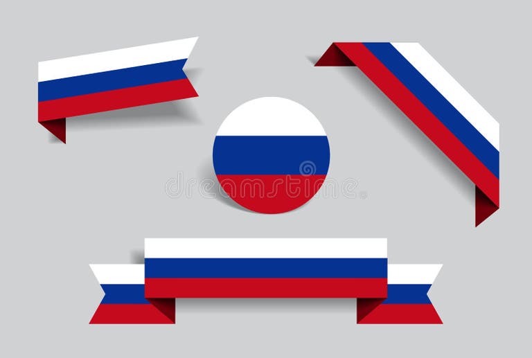 Russian Flag Stickers and Labels. Vector Illustration. Stock Vector ...
