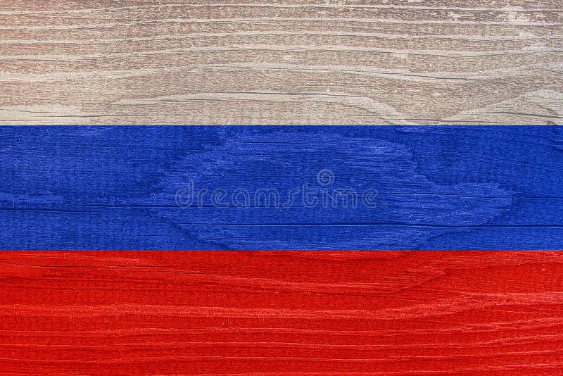 The Russian Flag with the Texture of Wood. Russian Flag on a Wooden ...
