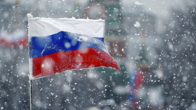 Russian Flag Waving in Snowy Winter Scene Stock Illustration ...