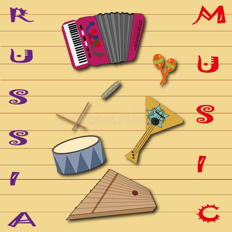 Russian Folk Musical Instruments Pattern Stock Vector - Illustration of ...