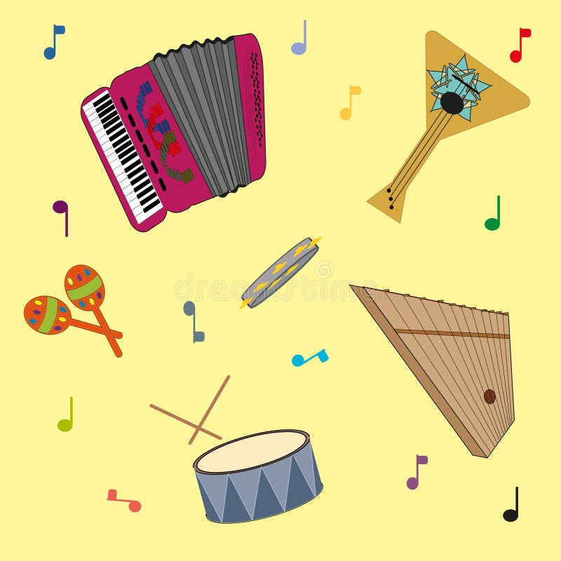 Russian Folk Musical Instruments Pattern Stock Illustration ...