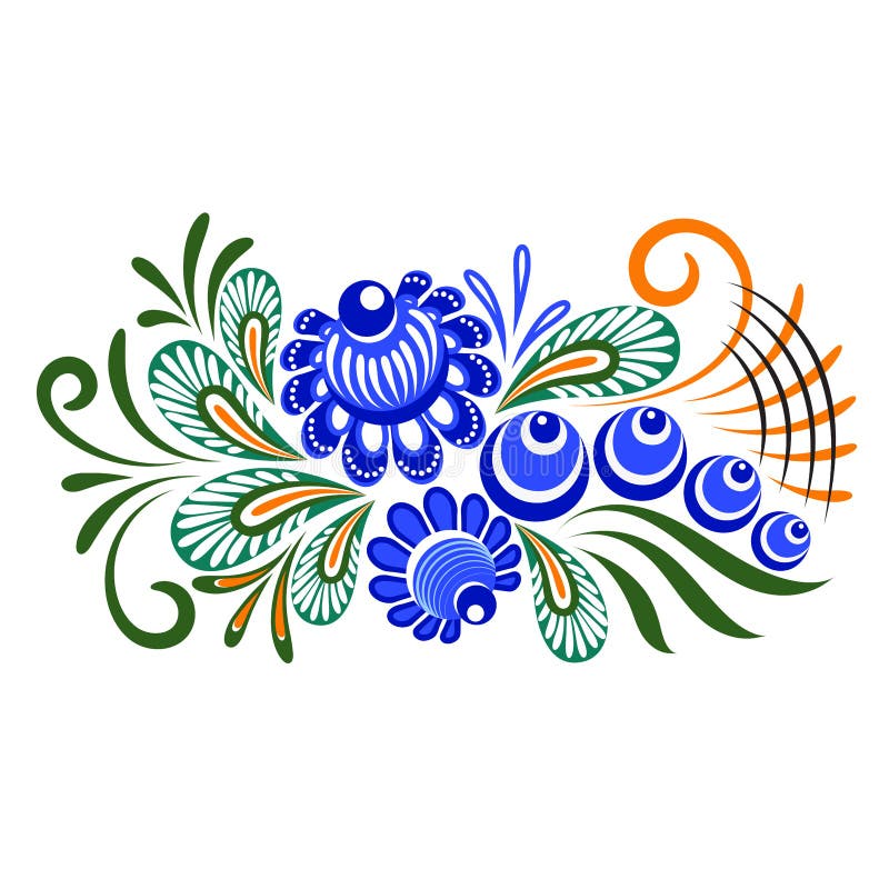 Russian Folk Pattern of Flowers and Berries, for Decor. Stock Vector ...