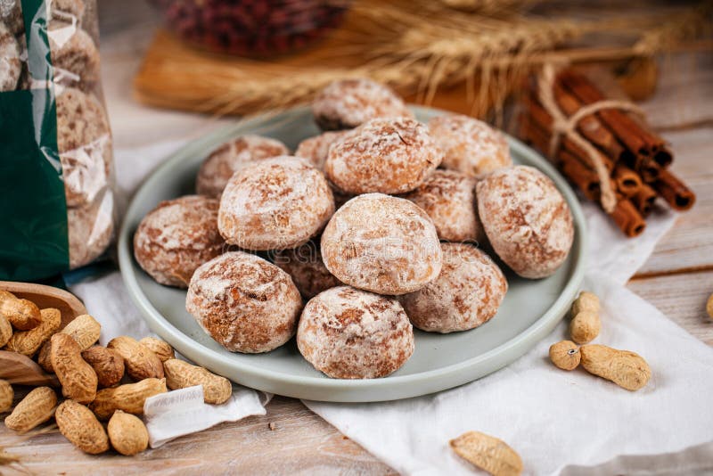 Russian Gingerbread Cookies on the Wooden Table Stock Image - Image of ...