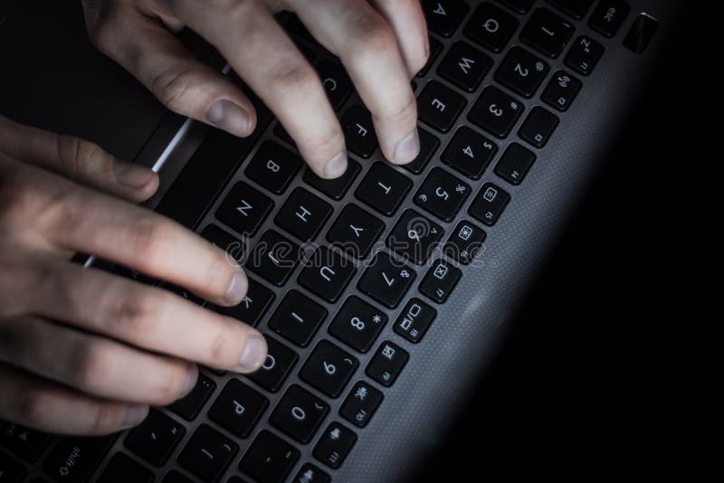 Russian Hacker Hacking the Server in the Dark Web, Deep Web Stock Photo ...