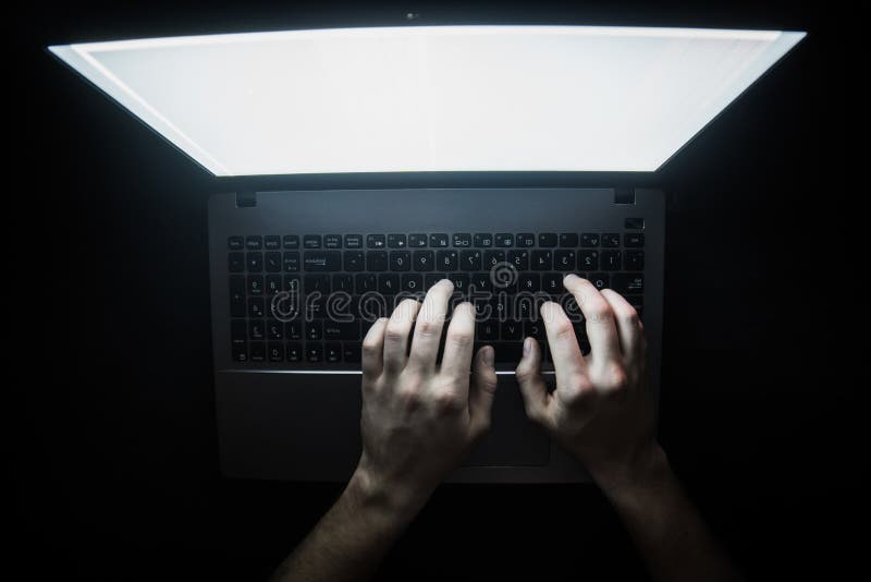 Russian Hacker Hacking the Server in the Dark Web, Deep Web Stock Photo ...