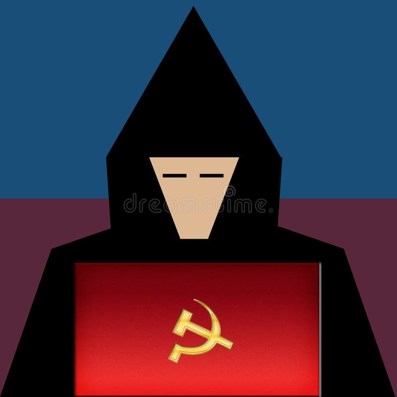 Illustration a Russian Hacker Working on Laptop Stock Vector ...
