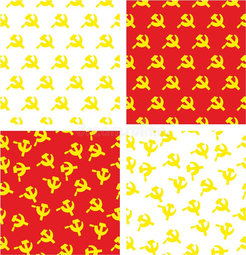 Russian Hammer & Sickle or Communist Symbol Aligned & Random Seamless ...