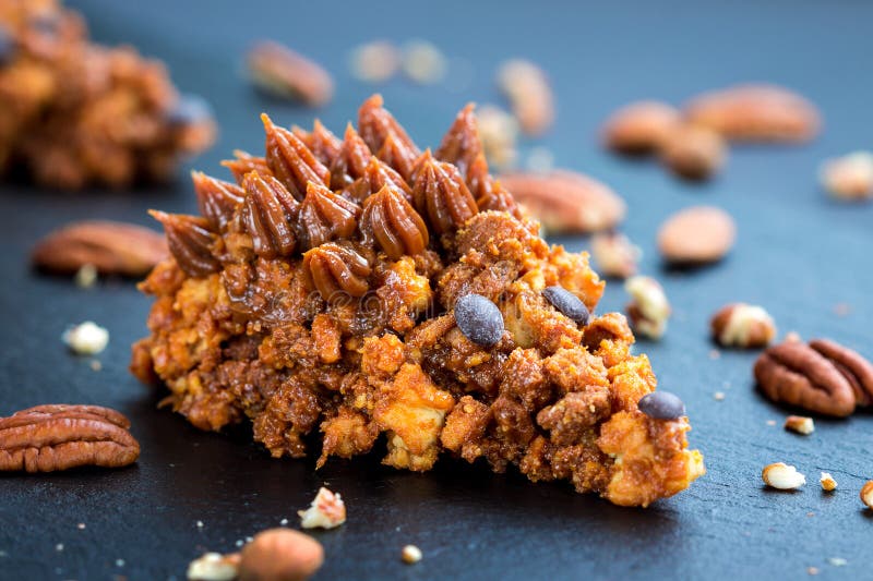 Russian Hedgehog Dessert on Black Background Stock Photo - Image of ...