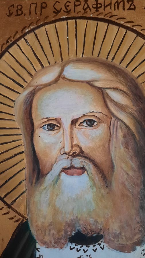 Russian Icon Saint Seraphim of Sarov Stock Image - Image of hand, nose ...
