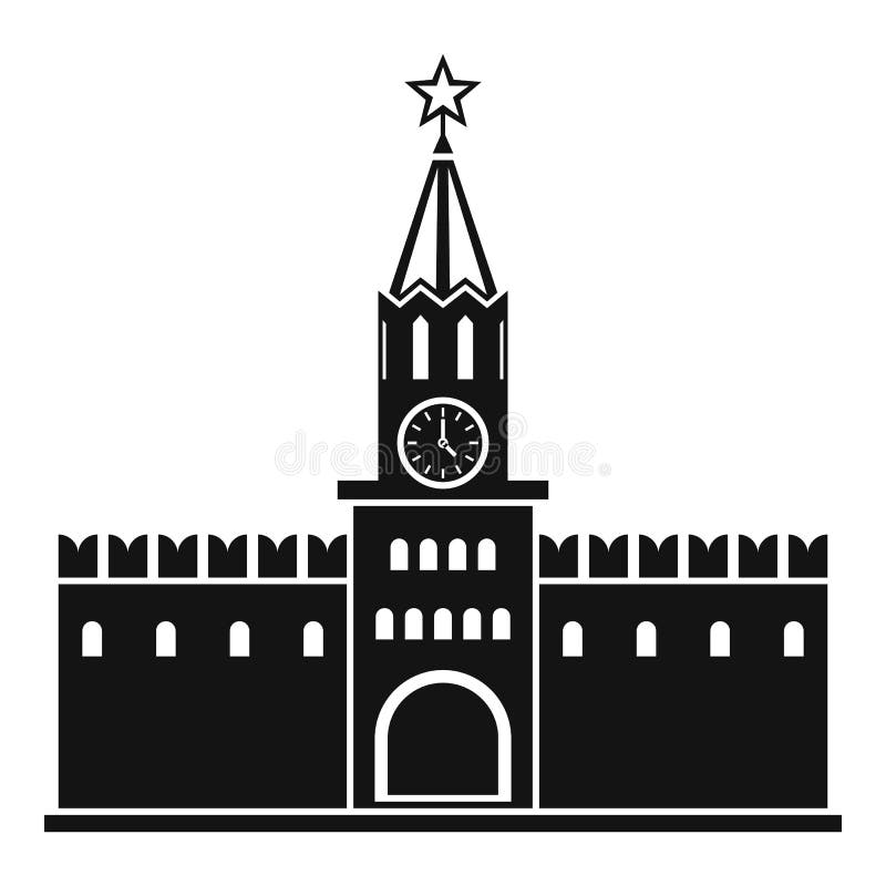 Spasskaya Tower of Moscow Kremlin Icon Stock Vector - Illustration of ...