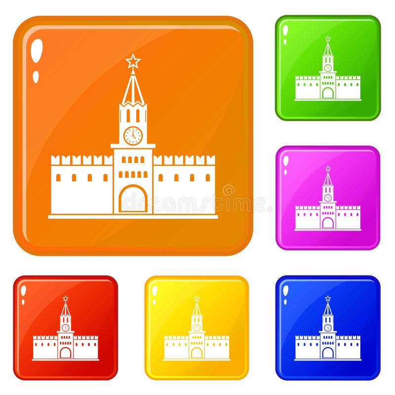 Russian Kremlin Icon Digital Red Stock Vector - Illustration of chime ...