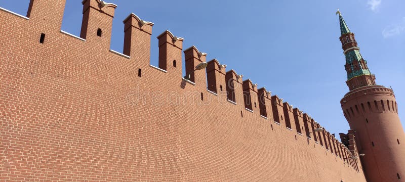 Russian Kremlin red wall stock photo. Image of wall - 221368038