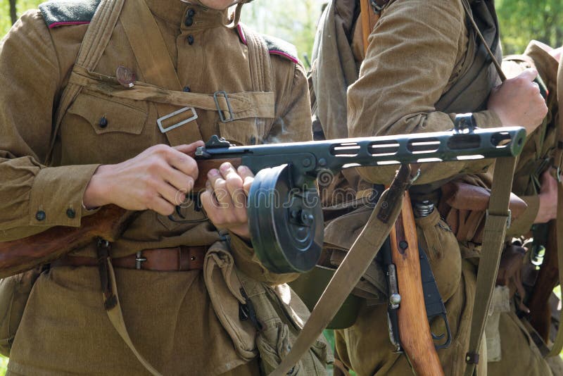 Russian Machine Gun in the Hands of a Soldier Stock Image - Image of ...