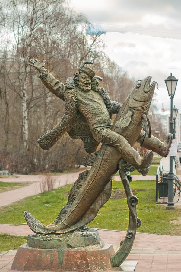 Russian man riding fish editorial image. Image of symbol - 93991650