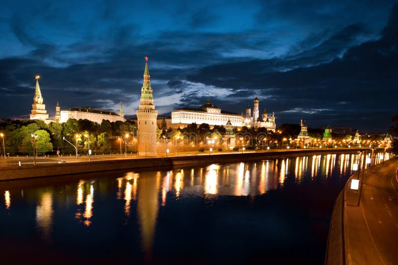 Russian Moscow Kremlin in Morning Stock Image - Image of blue, landmark ...