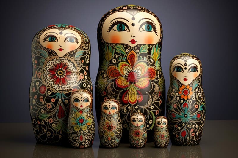 Russian Nesting Dolls with Intricate Traditional Patterns Stock ...
