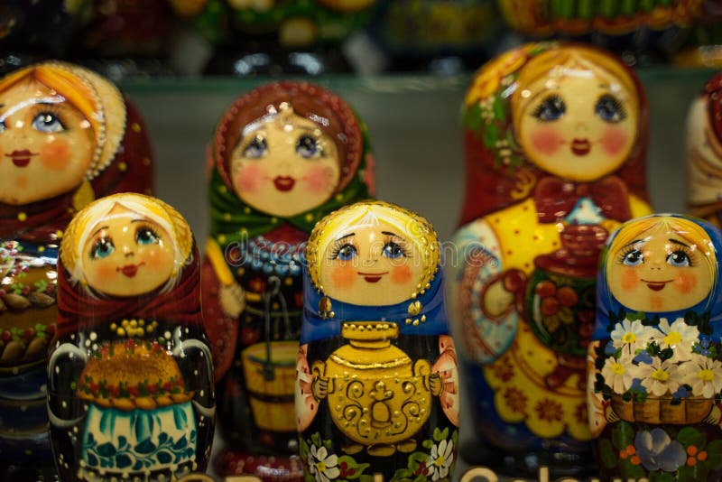 Russian Nesting Dolls Standing in a Row Editorial Photo - Image of ...