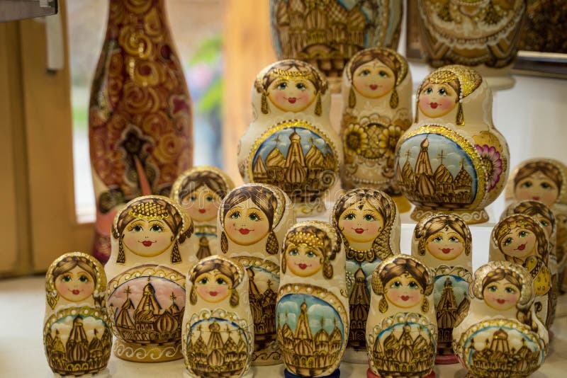 Russian Nesting Dolls Standing in a Row Editorial Photography - Image ...