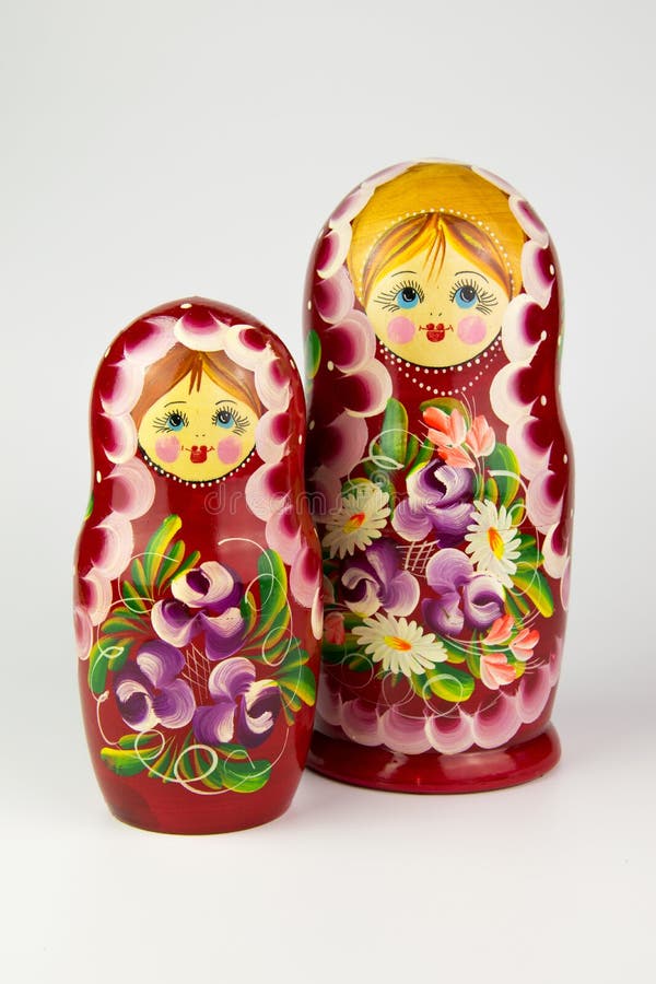 Russian Nesting Dolls on a White Background. Stock Image - Image of ...