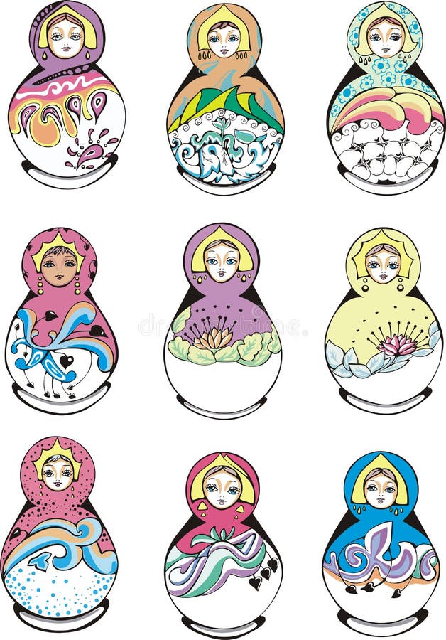 Russian Ornamental Matryoshka Stock Vector - Illustration of folk ...