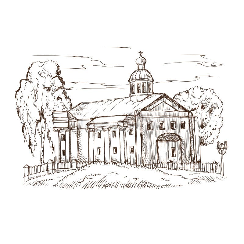 Church Pencil Sketch Stock Illustrations – 644 Church Pencil Sketch ...