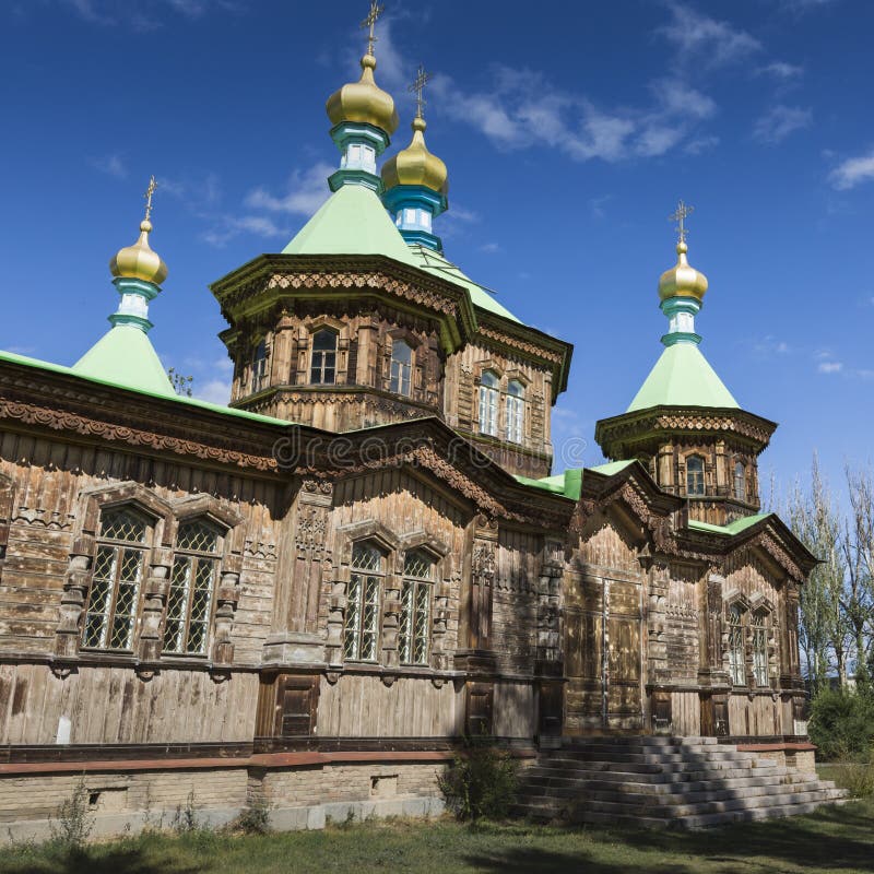 The Russian Orthodox Holy Trinity Cathedral in Karakol Stock Photo ...