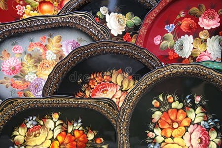 Russian painted trays stock image. Image of service, russia - 4962693