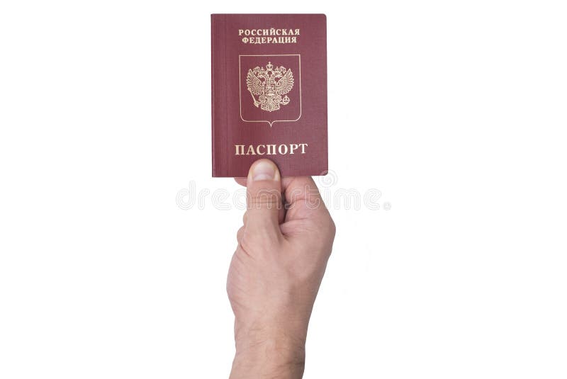 Russian Passport in the Man`s Hand. Isolate Stock Photo - Image of hand ...