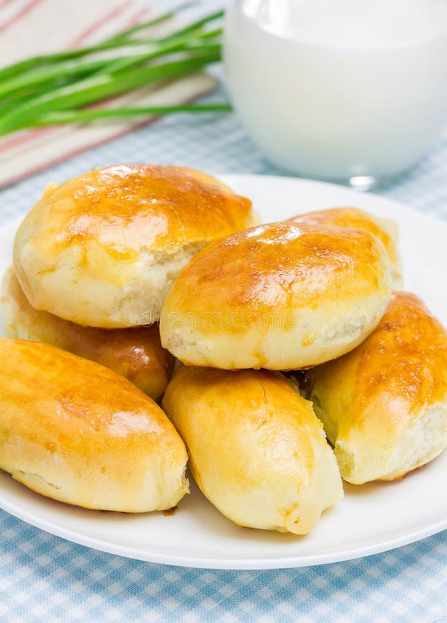 Russian Pastries Filled with Eggs and Green Onion Stock Photo - Image ...
