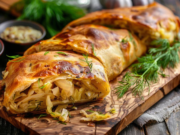 Russian Pirog with Cabbage stock photo. Image of rustic - 329195830