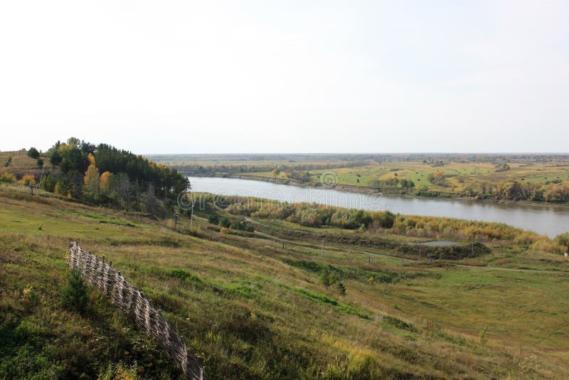 Russian Plain Landscape with a River in Autumn. Stock Image - Image of ...