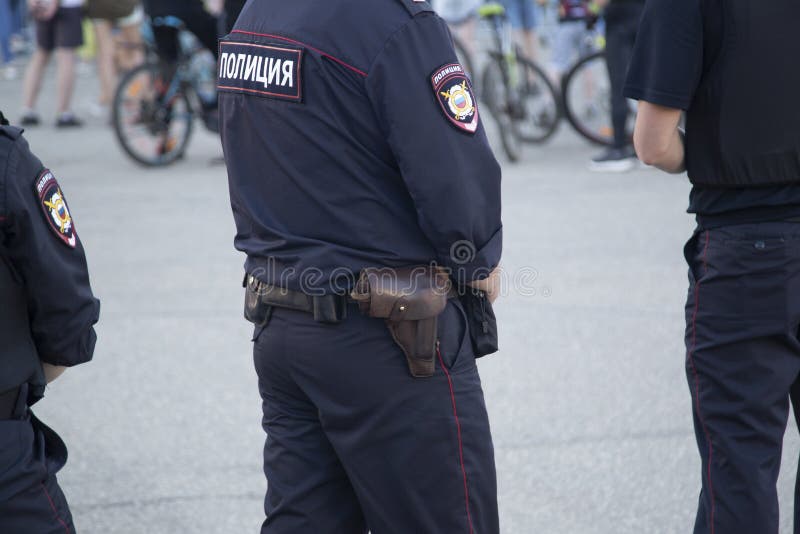 Russian Police on the Streets of the City.Patrolling the Streets by the ...