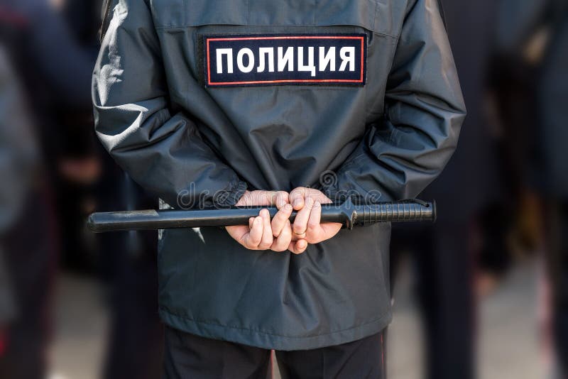 Russian Policeman with Truncheon and Handcuffs Stock Image - Image of ...