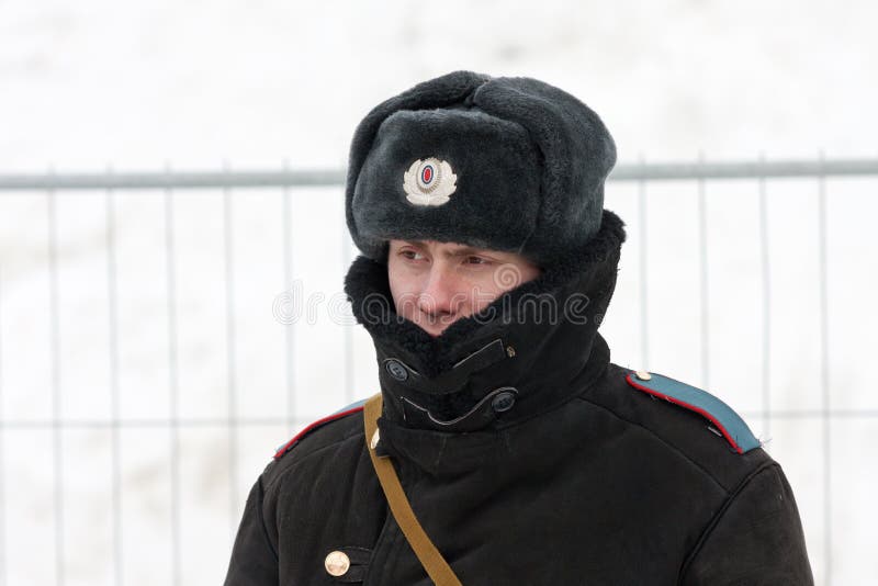 Russian Policeman in Winter Wear Editorial Image - Image of police ...