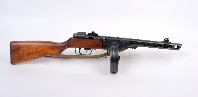 Russian PPSh machine gun. stock image. Image of ammo - 19529713